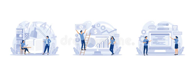 Big School Subject or Educational Class Set. Student Studying Social ...