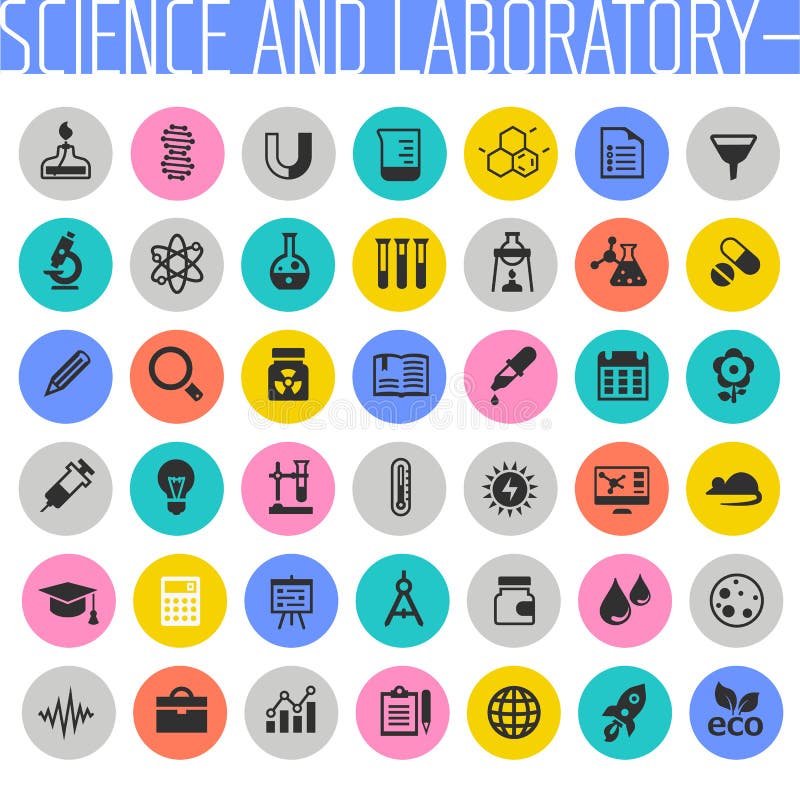 Science and Laboratory Icon Set Stock Vector - Illustration of design ...