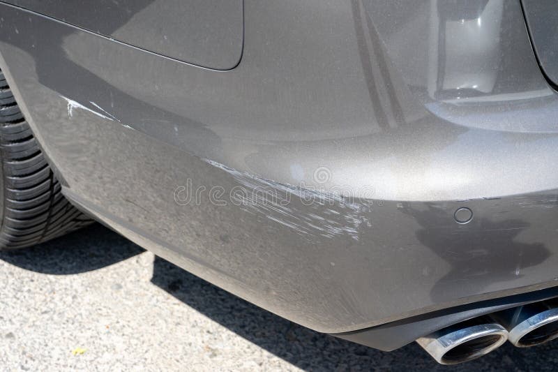 Big scratch on the bumper stock photo. Image of collision - 286514016