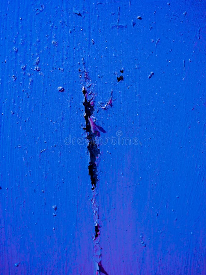 Big Scratch on the Wall with Blue Paint. Stock Photo - Image of ...