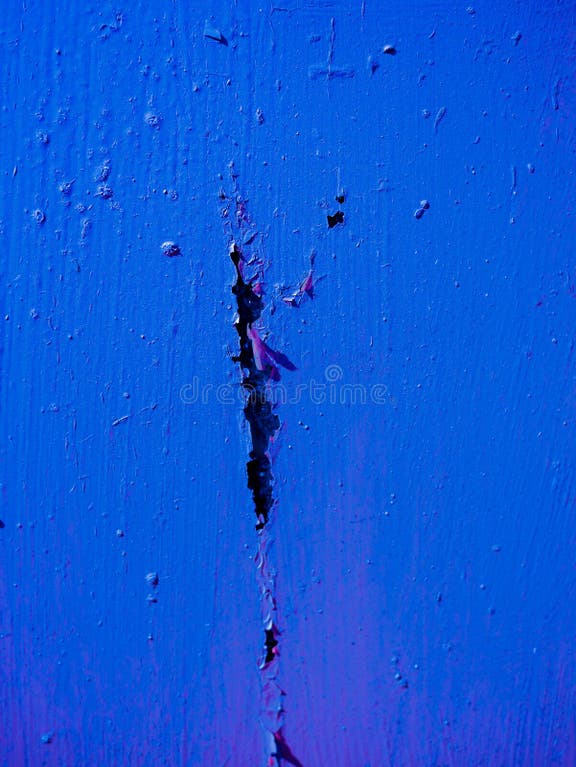 Big Scratch on the Wall with Blue Paint. Stock Photo - Image of ...