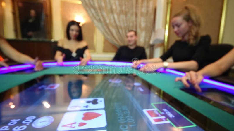 Big Screen of Electronic Poker Table and Five Stock Video - Video of ...