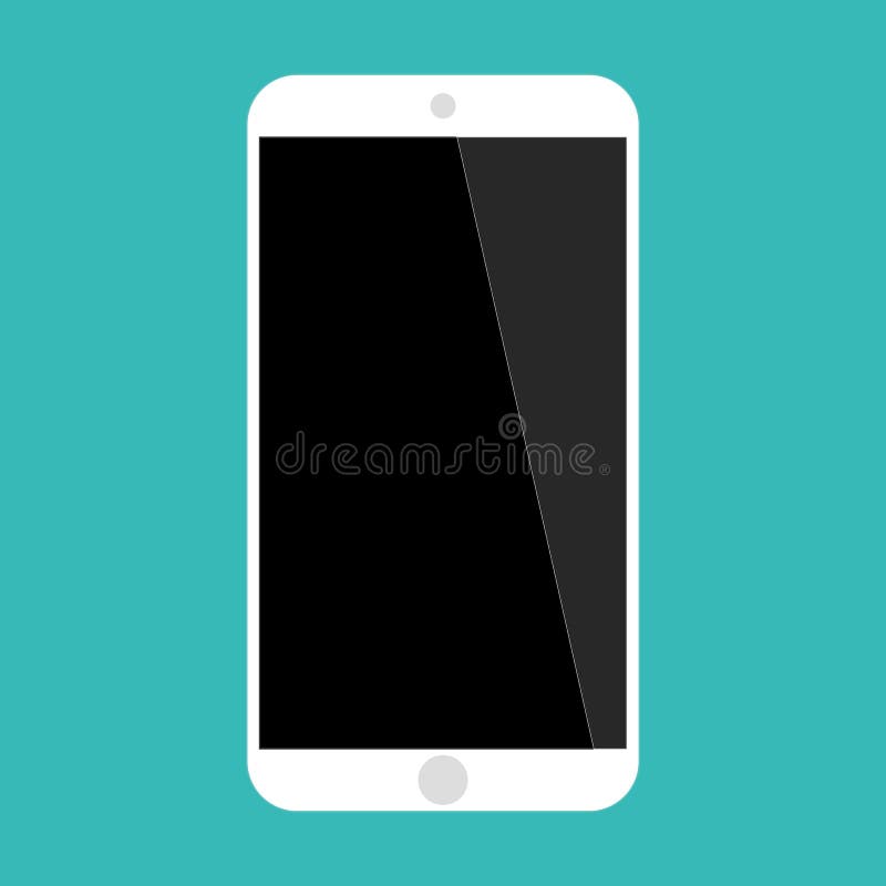 Big Screen Smartphone White Color Front View Mobile Phone on Green ...