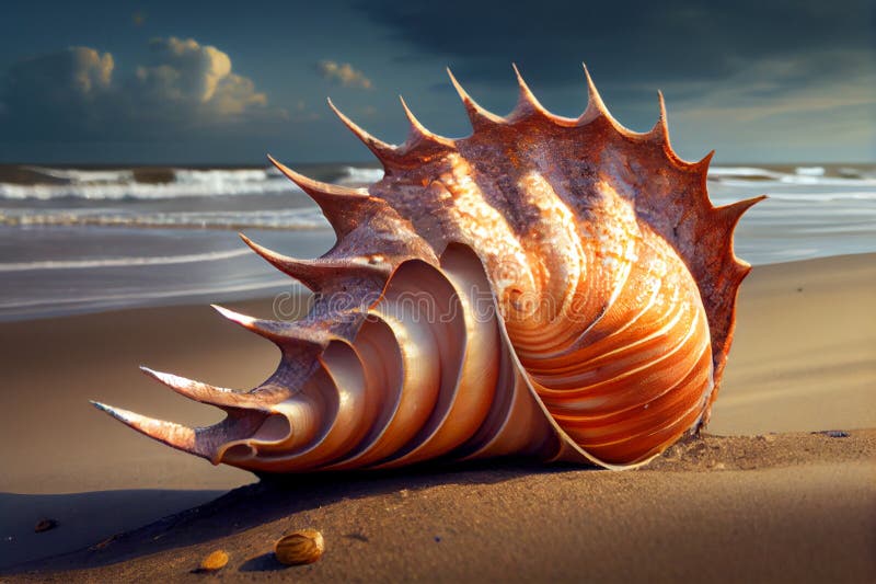 Big Sea Shell Murex on the Seashore. AI Generated Stock Illustration ...