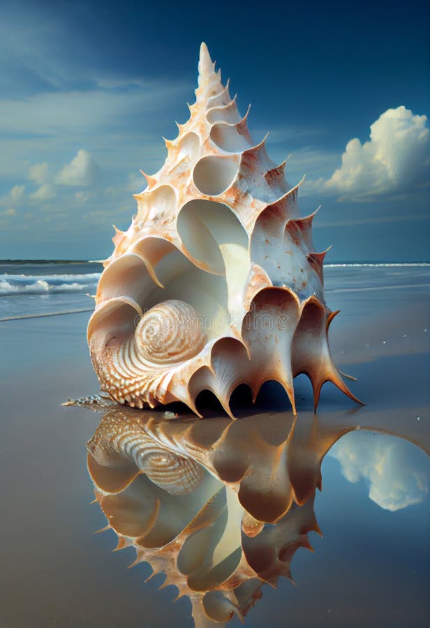 Big Sea Shell Murex on the Seashore. AI Generated Stock Illustration ...