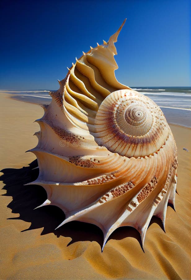 Big Sea Shell Murex on the Seashore. AI Generated Stock Illustration ...