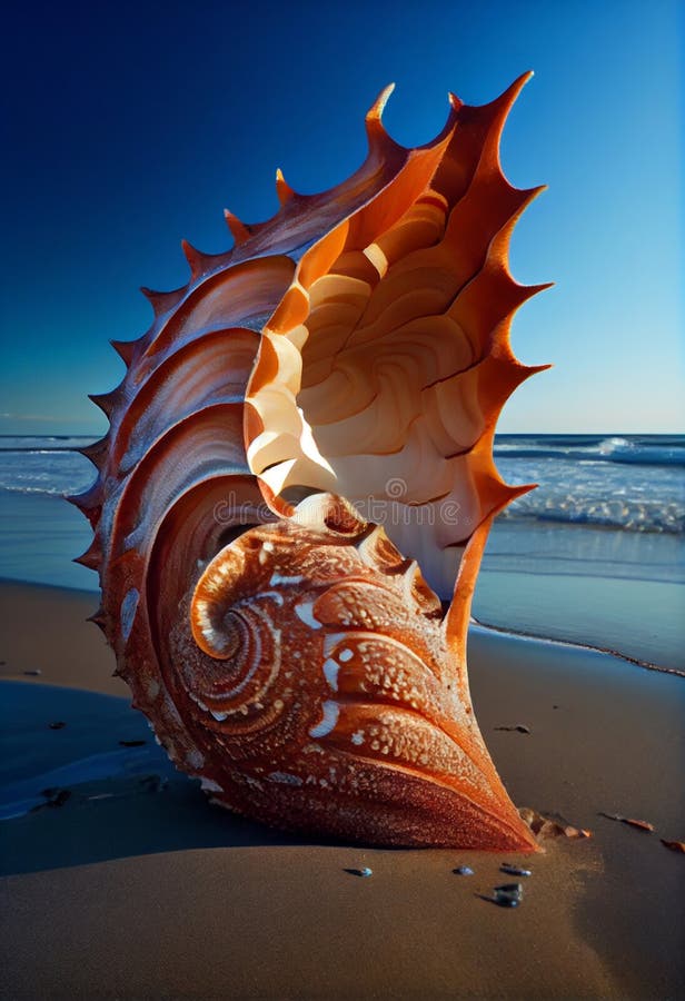 Big Sea Shell Murex on the Seashore. AI Generated Stock Illustration ...