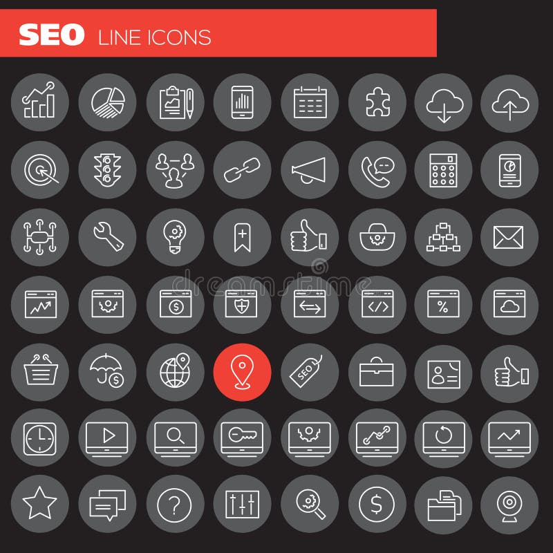 Big SEO icon set stock vector. Illustration of mobile - 121325861