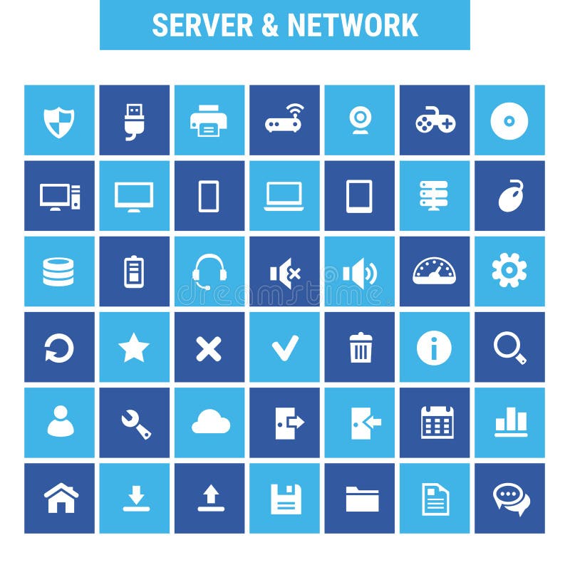 Big Server and Network Icon Set, Trendy Flat Icons Stock Vector ...