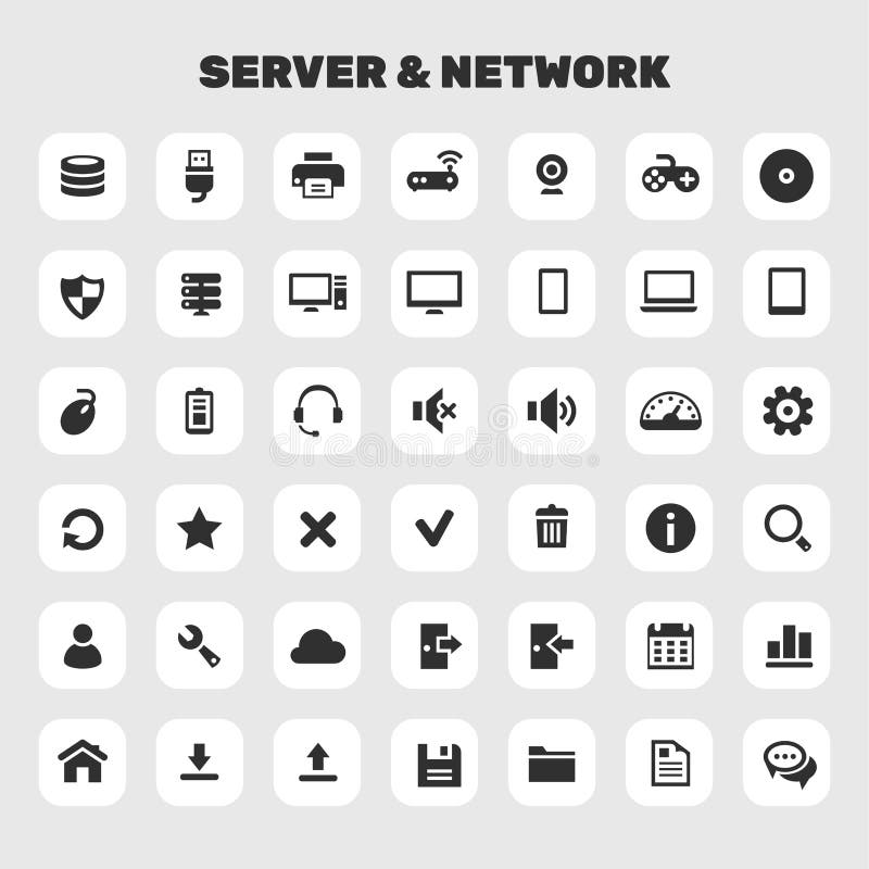 Big Server and Network Icon Set, Trendy Flat Icons Stock Vector ...