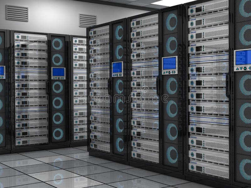 Big server room stock illustration. Illustration of cable - 15434552