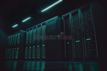 Big Server Room Racks in Datacenter. AI Generative Stock Illustration ...