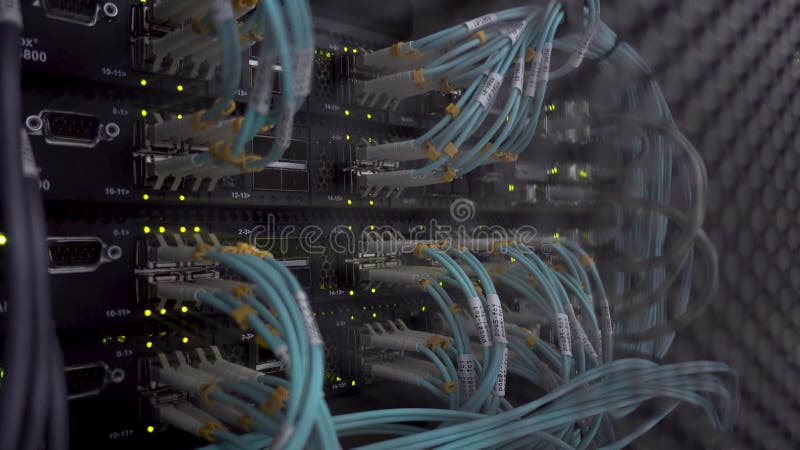 Big Server Side View. Blink Lights and Rays of Light. Stock Video ...