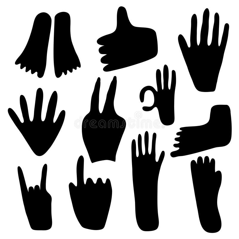 Big Set with Abstract Hands and Legs in Different Poses. Hand Drawn ...