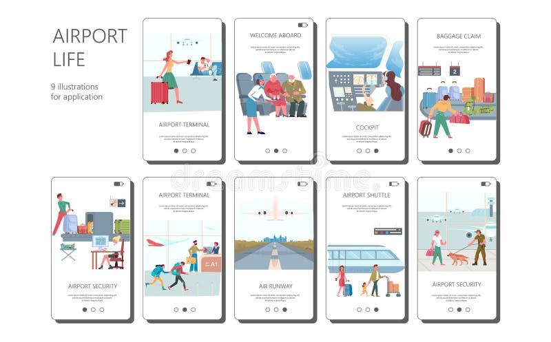 Big Set of Airport Life Applications. Vector Illustration. Stock Vector ...