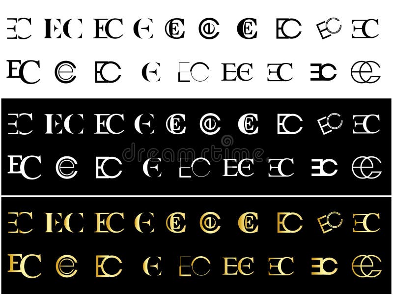 Big Set of Alphabet Letters Monogram Icon Logo EC. Stock Vector ...