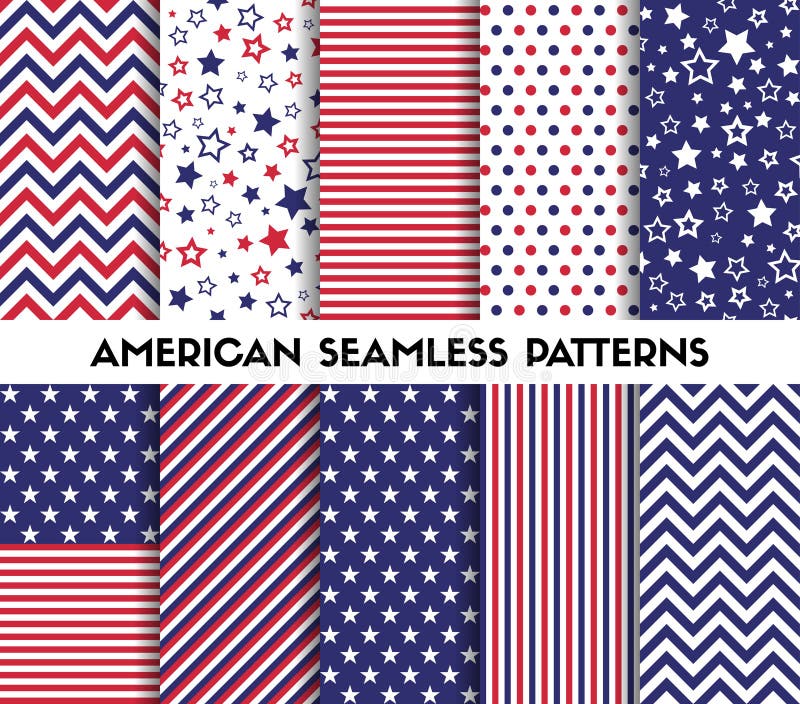 Big Set of American Style Vector Seamless Patterns Stock Vector ...