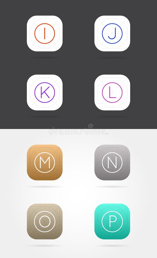 Big Set of App Icon Template with Guidelines. Stock Vector ...