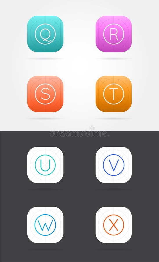 Big Set of App Icon Template with Guidelines. Stock Illustration ...