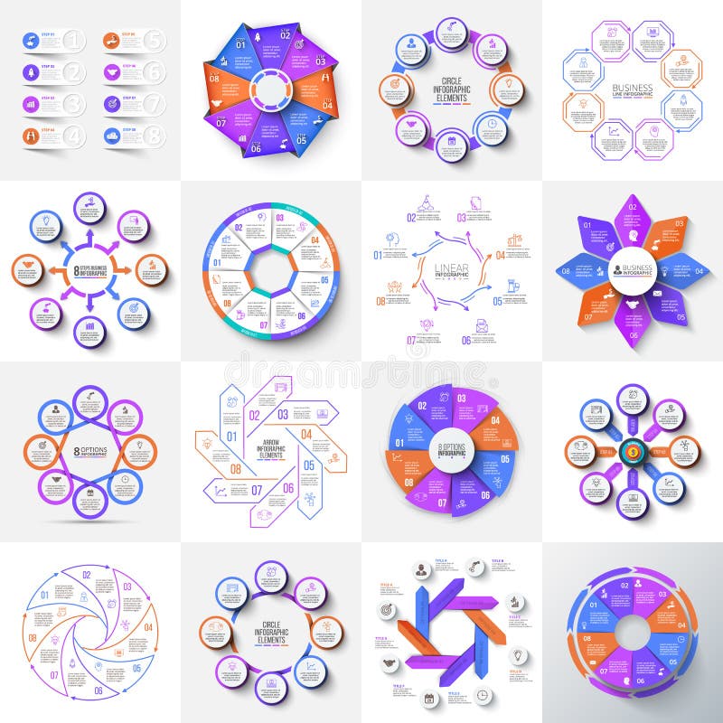 Big Set of Arrows, Octagons, Circles and Cycle Elements Infographic ...