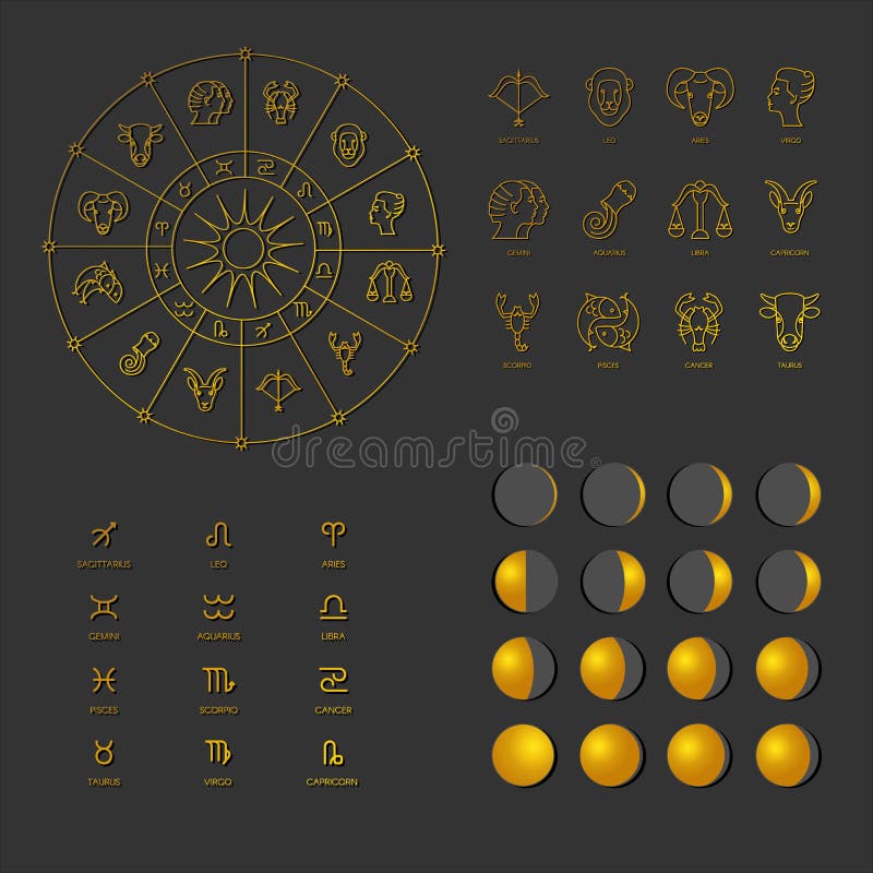 Gold Moon Phases Stock Illustrations – 558 Gold Moon Phases Stock ...