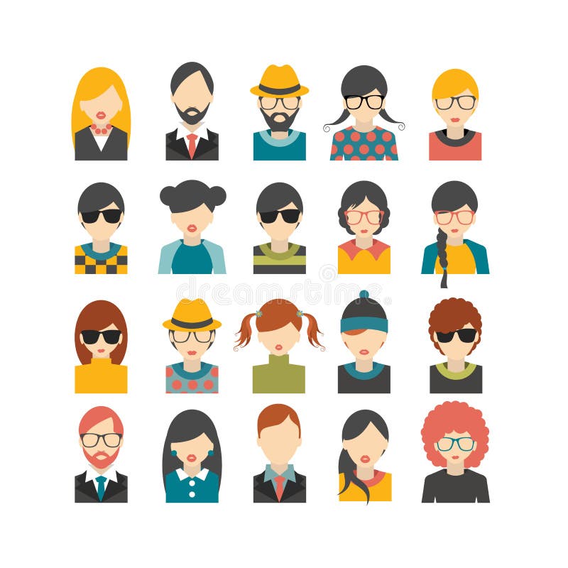 Big Set of Avatars Profile Pictures Flat Icons. Stock Vector ...
