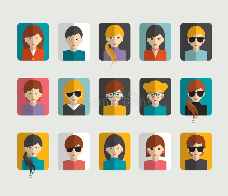 Big Set of Avatars Profile Pictures Flat Icons. Stock Vector ...