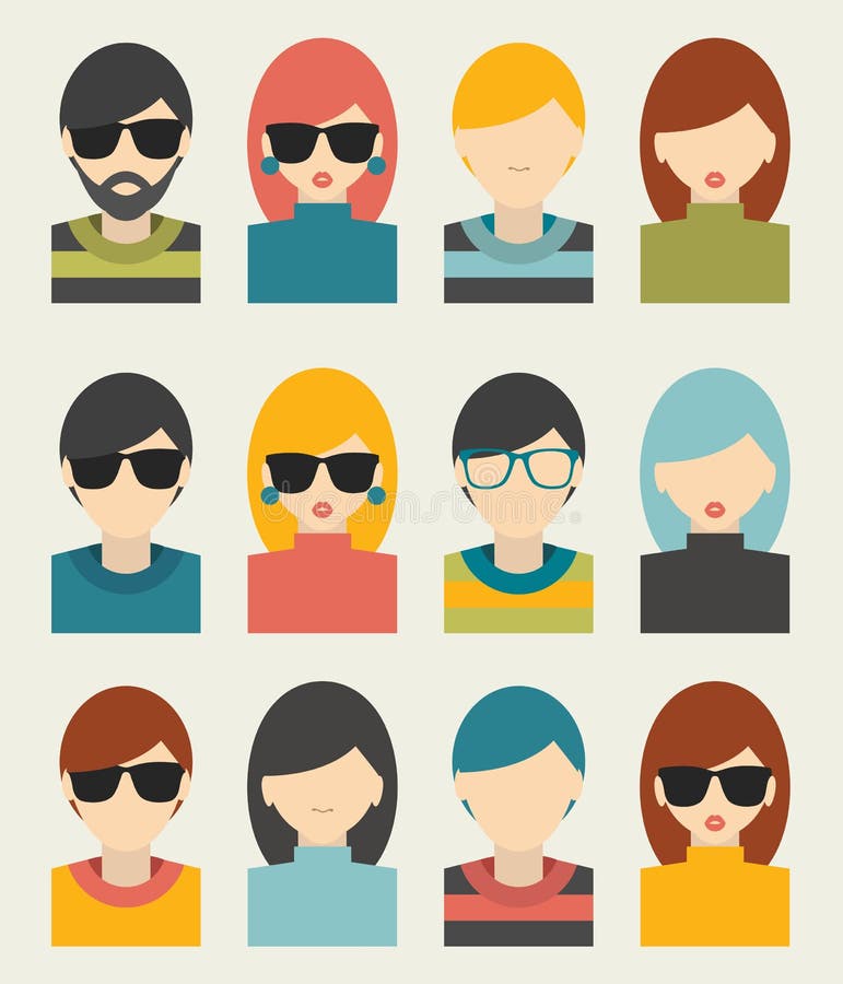 Big Set of Avatars Profile Pictures Flat Icons. Stock Vector ...