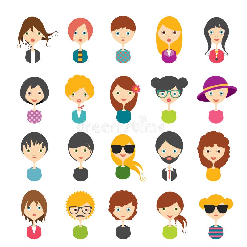 Big Set of Avatars Profile Pictures Flat Icons. Stock Vector ...