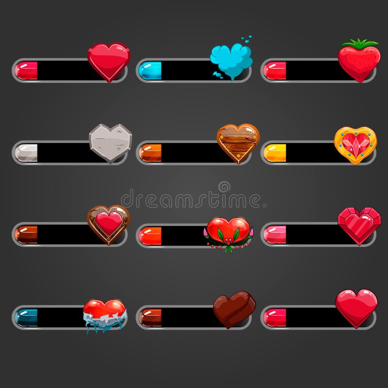 Big Set of Bar Downloader with Different Hearts Stock Vector ...