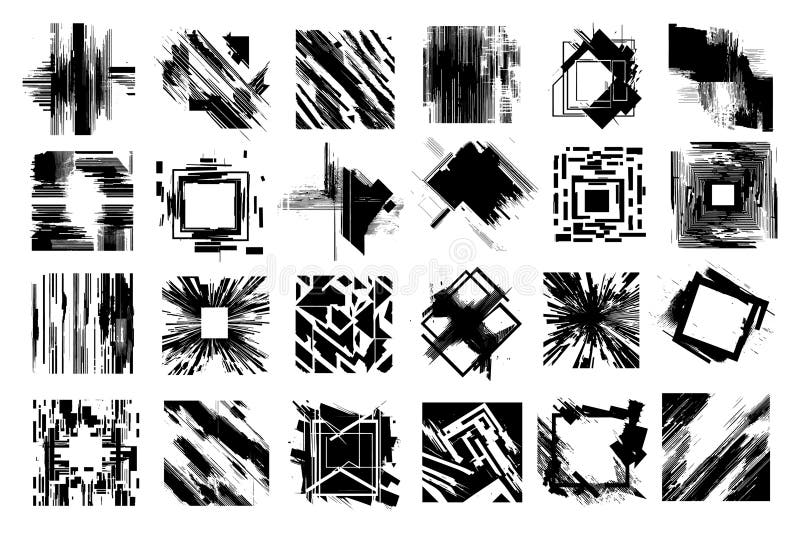 Big Set of Black Abstract Grunge Square and Different Shapes Templates ...
