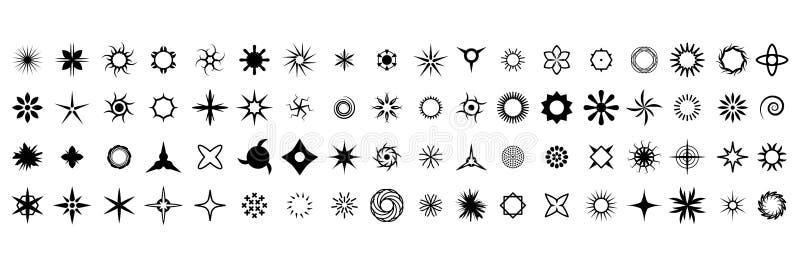 Big Set Black Collection Star Icons Sparkles Vector Symbols Shine ...