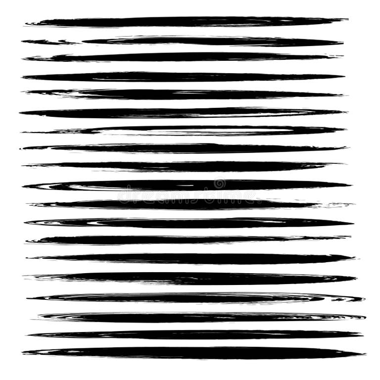 Big Set of Black Thin Abstract Long Smears Vector Objects on a White ...