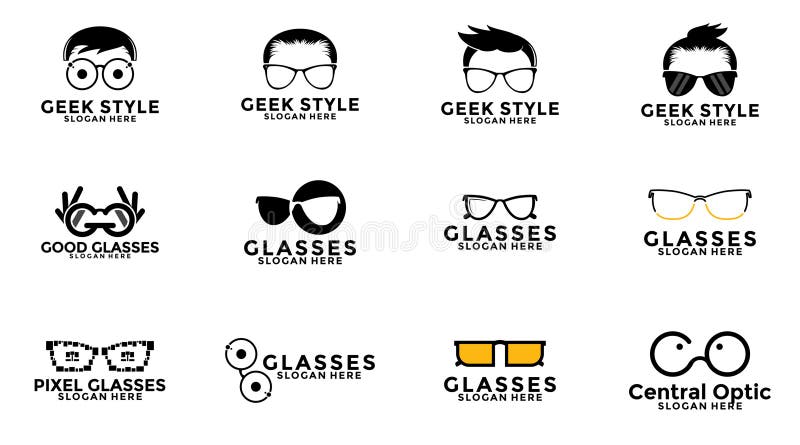 Big Set of Geeks and Nerds Vector Logo Template Stock Vector ...