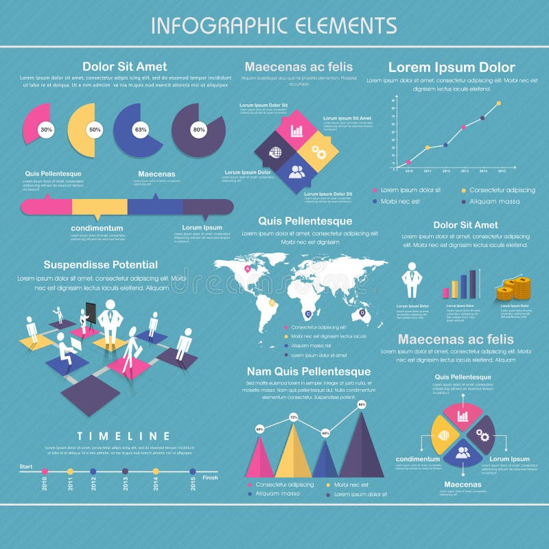 A Big Set of Business Infographic Elements. Stock Illustration ...