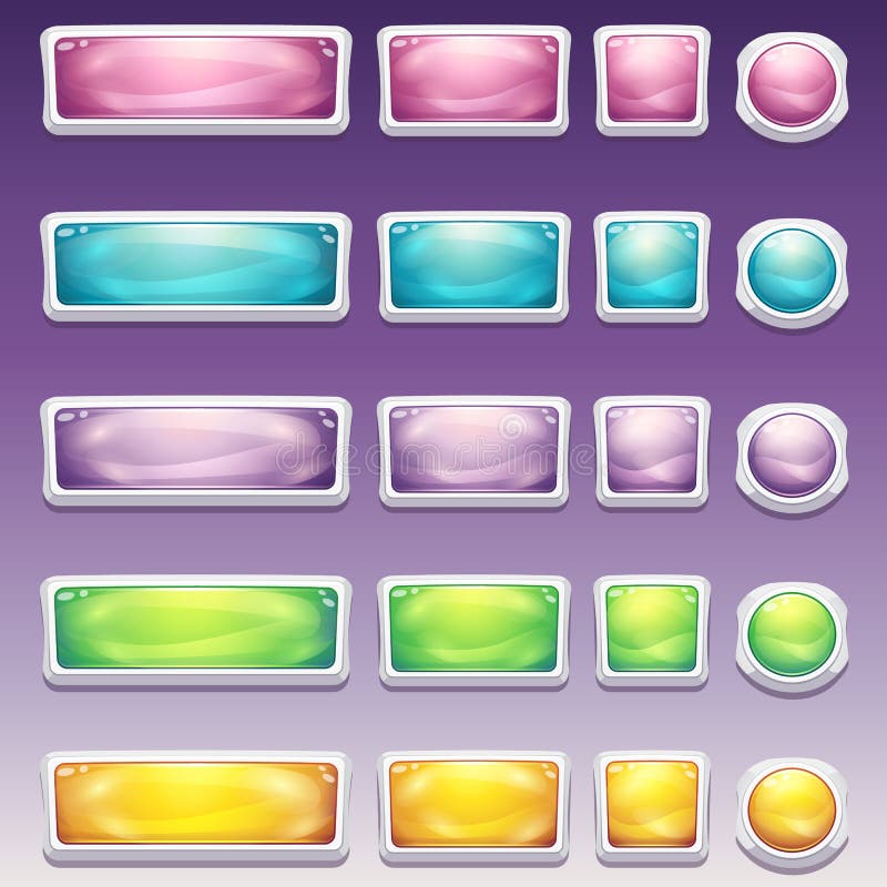 A Set of Wooden Cartoon Buttons for the User Interface of Computer ...