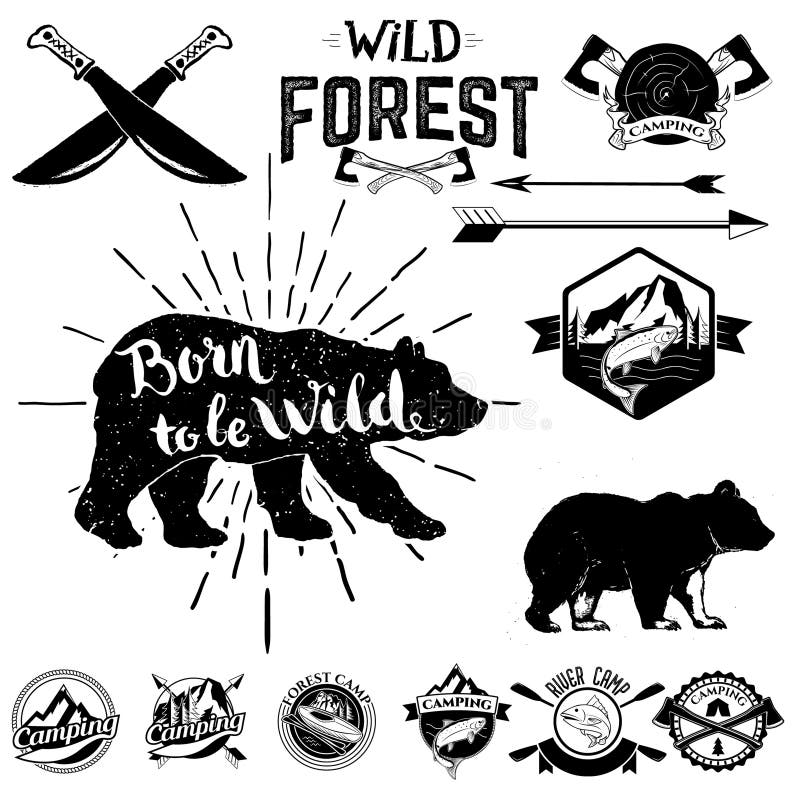 Big Set of the Camping, Outdoor Labels and Design Elements. Stock ...