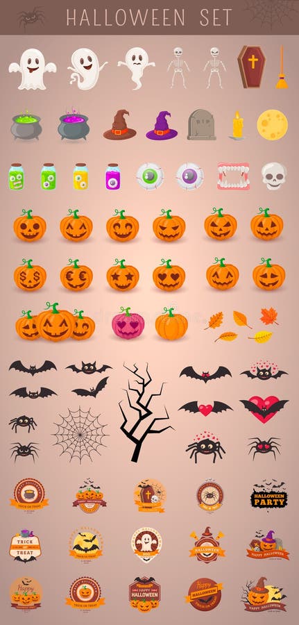 Halloween Objects Collection. Stock Vector - Illustration of orange ...