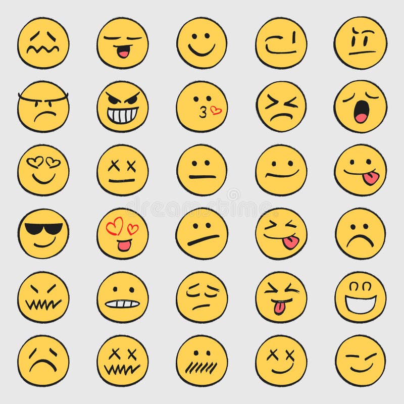 Big Set Cartoonish Emoticons, in Flat Design Style Stock Vector ...