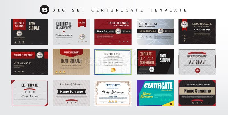 Big Set Certificate of Appreciation or Award Diploma Horizontal ...