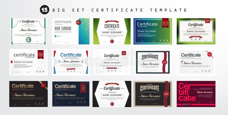 Big Set Certificate of Appreciation or Award Diploma Horizontal ...