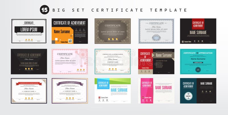 Big Set Certificate of Appreciation or Award Diploma Template Design ...