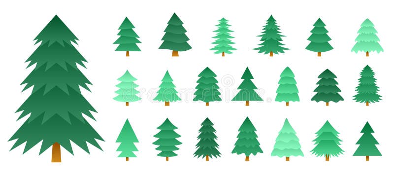Big Set of Christmas Tree Design in Different Layout Vector Stock ...
