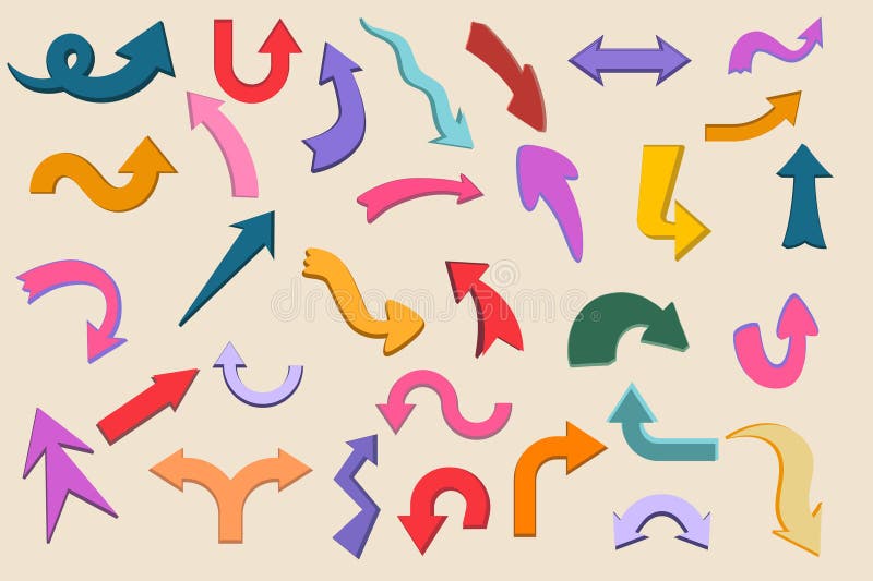 Big Set Colorful Arrows Pack with Different Shapes. for Presentations ...