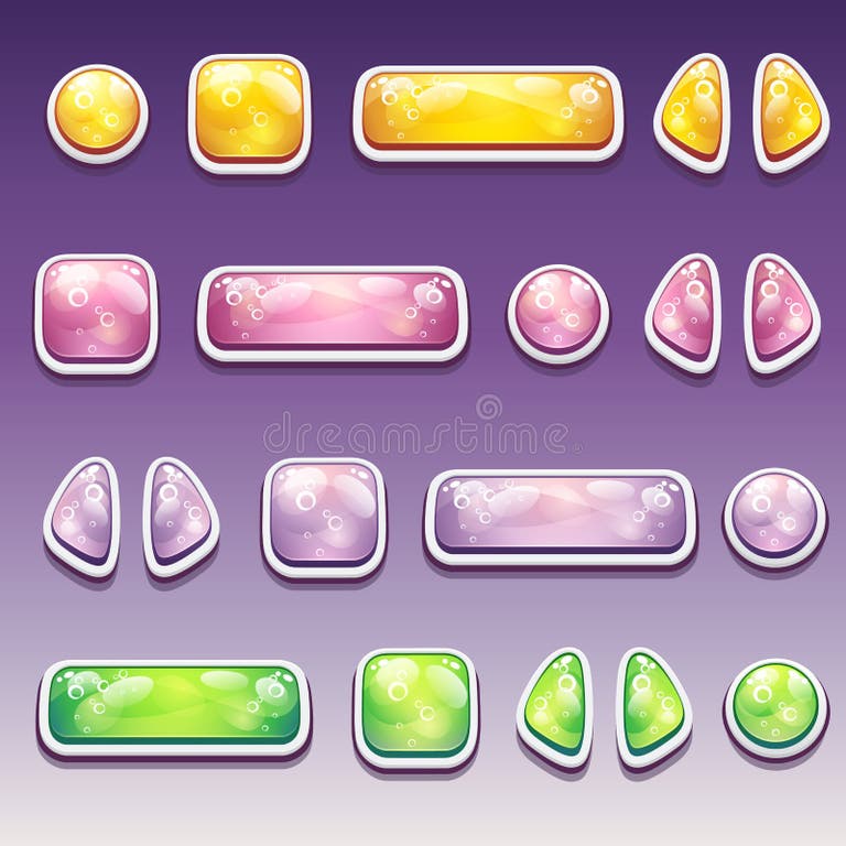 Big Set of Colorful Cartoon Buttons of Different Shapes for the Stock ...