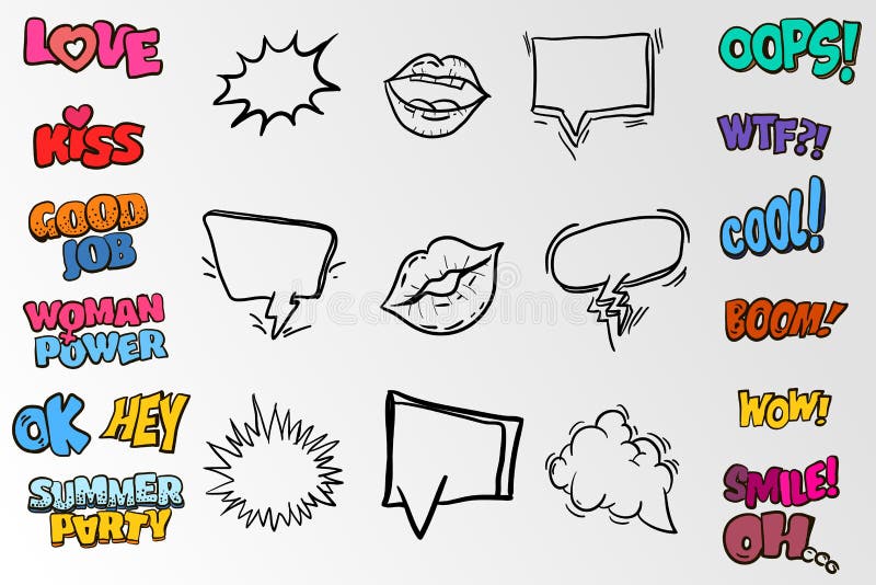 Big Set of Comic Style Speech Bubbles Collection. Funny Design Vector ...