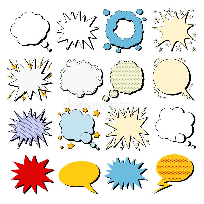 Big Set of Comics Bubbles in Pop Art Style Stock Vector - Illustration ...
