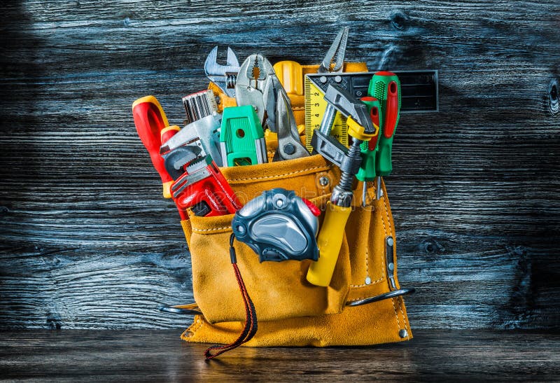 Big Set of Construction Tools in Tolbelt Stock Photo - Image of locking ...