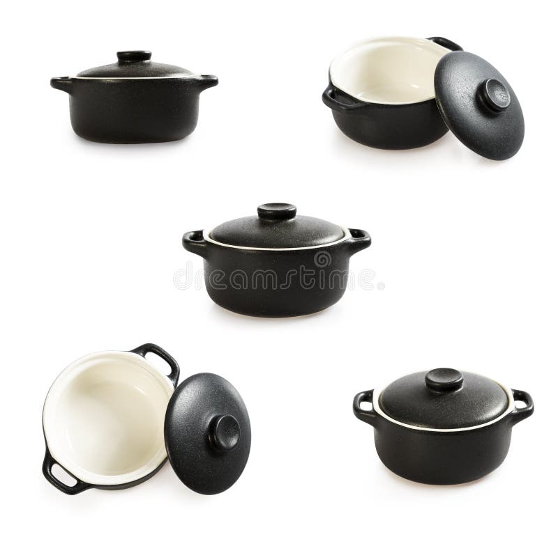 Big Set of Cooking Pot Isolated on White Stock Image - Image of ...
