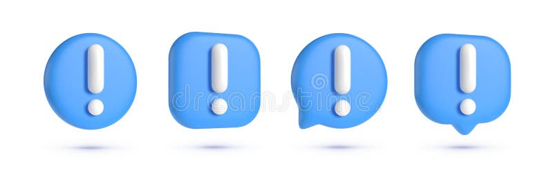 Big Set of 3d Realistic Exclamation Mark Vector Illustration. Attention ...